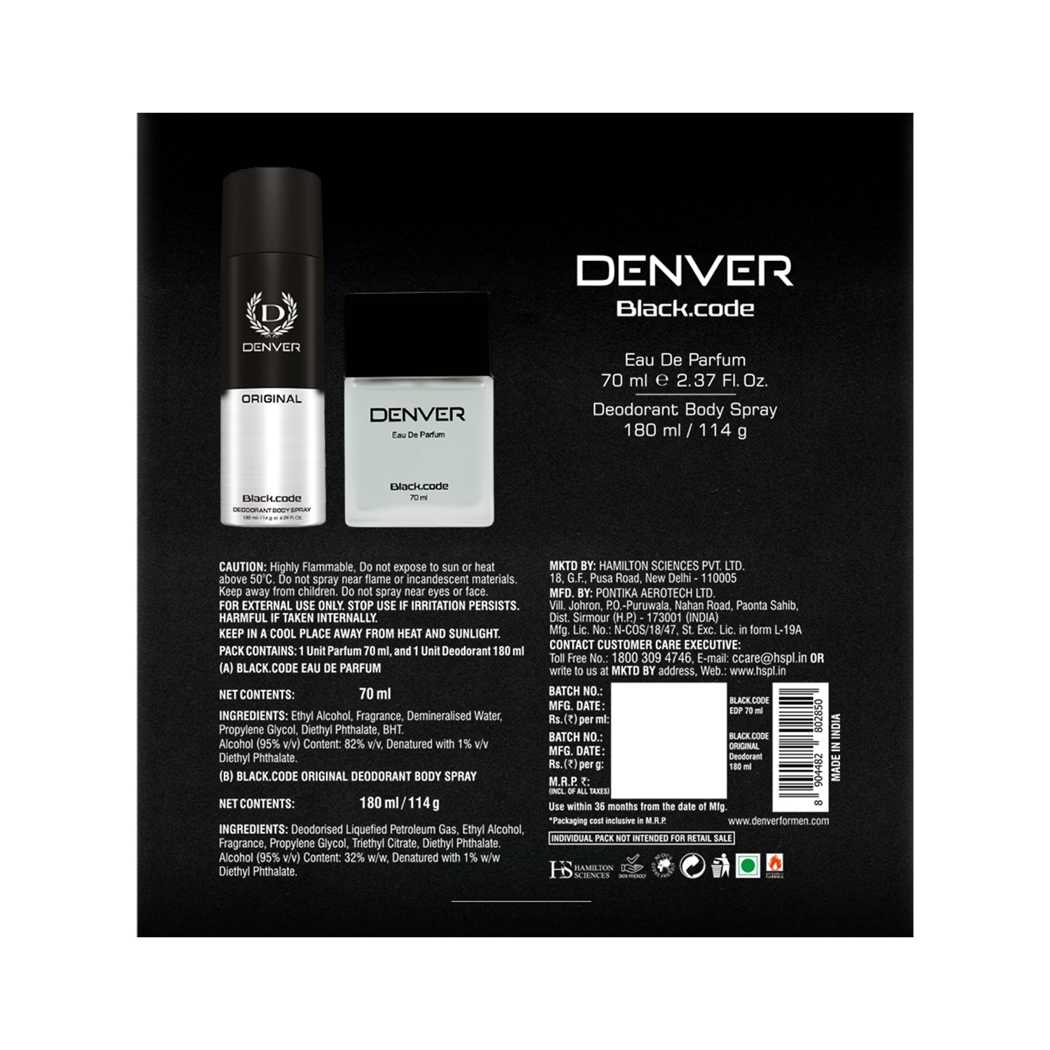 Denver Black Code Gift Pack - Premium Men's Grooming Set | Denverformen