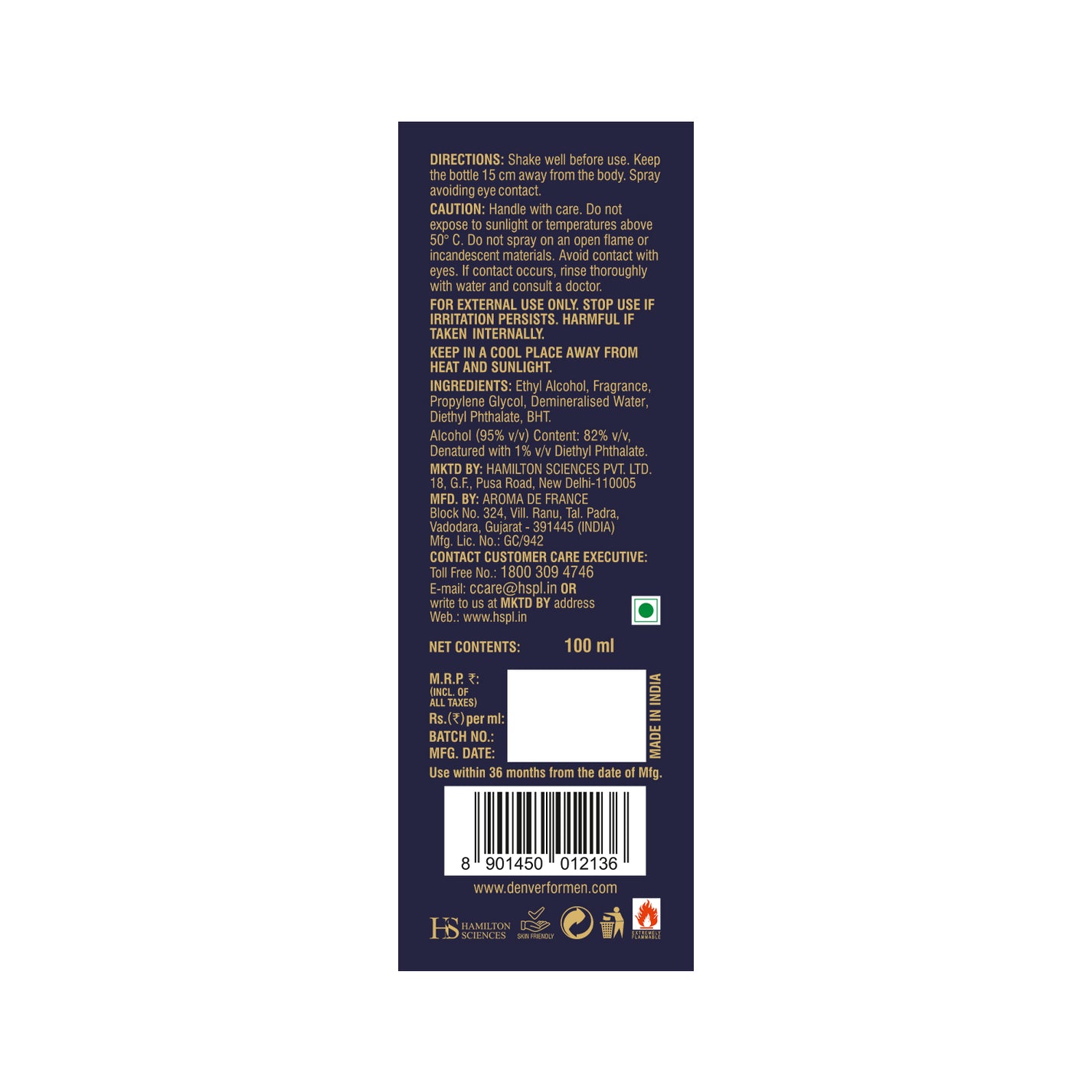 Denver Pack of 3 Perfumes (Hamilton 110ml + Pride 100ml + Caliber 100m ...