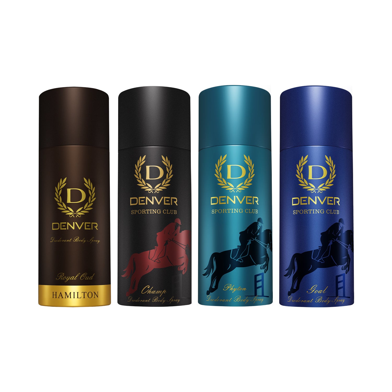 Denver Pack of 4 Deos (Champ + Royal Oud + Goal + Phyton) - 150ml/165m ...